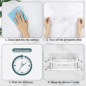 EAGMAK 2 Pack Shower Caddy Adhesive for Replacement, No Drilling Strong Transparent Adhesive for Shower Caddy, Soap Holder, Bathroom Storage Shelves and Kitchen Racks