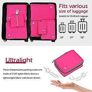 Dec-Mec 4Set Nylon Compression Packing Cubes Expandable Packing Organizers for Carry on suitcase, Compression Cubes with Shoe Bag for Travel Accessories Luggage