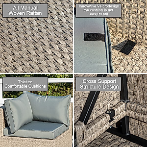 Aug-guan 7-Piece Patio Furniture Set, All-Weather Outdoor Conversation Set Sectional Sofa with Water Resistant Grey Thick Cushions and Coffee Table（Grey）