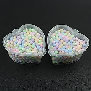 LJY 60 Pieces Mini Heart Shaped Clear Plastic Storage Container Boxes with Hinged Lids (2.4 oz)