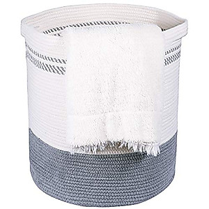 Laundry Basket for Bedroom , 24 x 18 x 18 Inches Large Rope Storage Basket with Handle, Clothes Hamper for Living Room, Cotton Rope Basket for Toys, Throws, Pillows and Towels