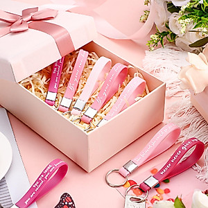 Sasylvia 24 Pcs Inspirational Quote Keychains Bulk for Women Men Girls Party Favor Gifts Silicone Motivational Quote Keychain Rings (Pink)