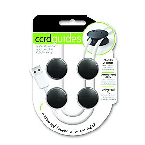 Dotz Cord Guides, Cord and Cable Management for Home and Office, Set of 4, Black (DCG42M-CK)