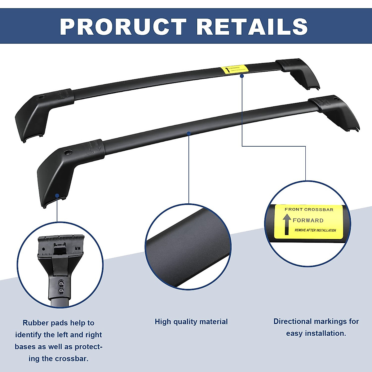 AUXPACBO Cross Bars Fits for Ford Bronco Sport Base & Bigbend 2021 2022 2023 2024 & Outer-Banks 2021 On-Road Adjustable Roof Rack Crossbar Luggage Rack Cargo Carrier (2Pcs)