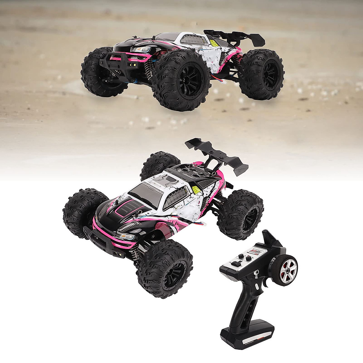Rosvola 1/16 4WD Fast Remote Control Car, High Speed ​​RC Car Stepless Speed ​​Change 2840 Brushless Motor 70kmh for Flat Sites for Children Over 14 Years Old (Pink)