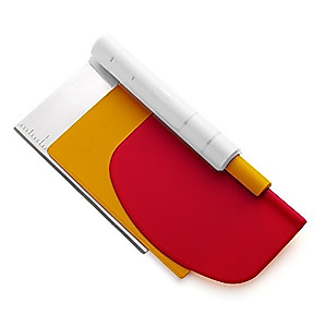 Chef'n Pastrio Set Bench Scraper and Chopper, Includes Stainless Steel and Plastic, Red