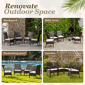 IDZO Lithe Upgraded Wicker Outdoor Dining Chairs Set of 4, 400 lbs Capacity, 2000 Hours UV Protection, Powder-Coated Steel Frame, Removable Seat Cushions, Weather-Resistant Patio Furniture Set