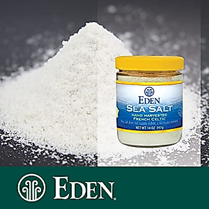 Eden Sea Salt, Hand Harvested French Celtic, Stone Ground (Fine), Trace Minerals, Unrefined, Glass Jar, 14 oz