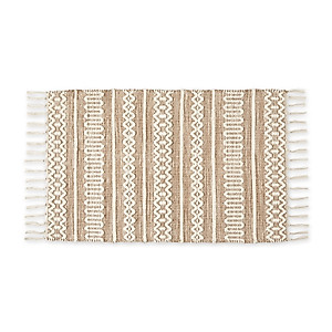 DII Textured Woven Rug Collection Hand-Loomed Shag Printed, 2x3 Ft, Chenille Stripe Stone