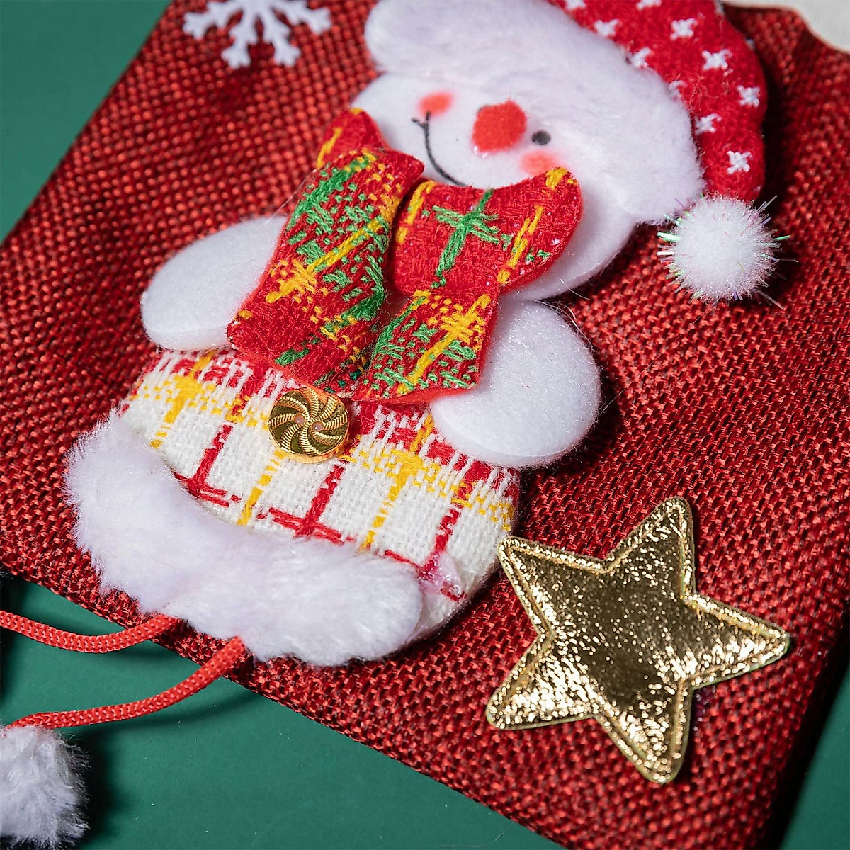 Christmas Goodie Treat Candy Bags, Christmas Treat Gift Bag Cloth Reusable Christmas Apple Bag for Children Best for Wedding Holiday New Year Holiday Gift (A02)