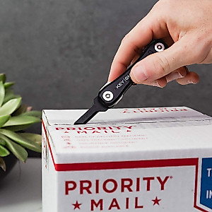 KeySmart Safe Box Cutter - Key-Shaped Safe Package Opener for Everyday Carry, with Finger Protection Fits Perfectly on Keychain or Inside a KeySmart (Black)