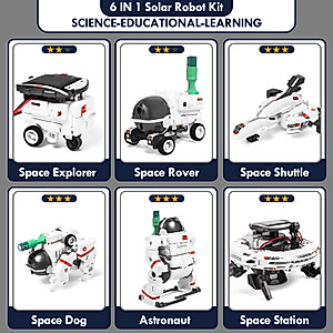 Lehoo Castle STEM Projects for Kids Ages 8-12, Learning & Education Toys, 6 in 1 Solar Robot, Building Kits for Kids, Science Kit, Space Toys, Christmas Birthday Idea Gifts for Teen Boys Girls