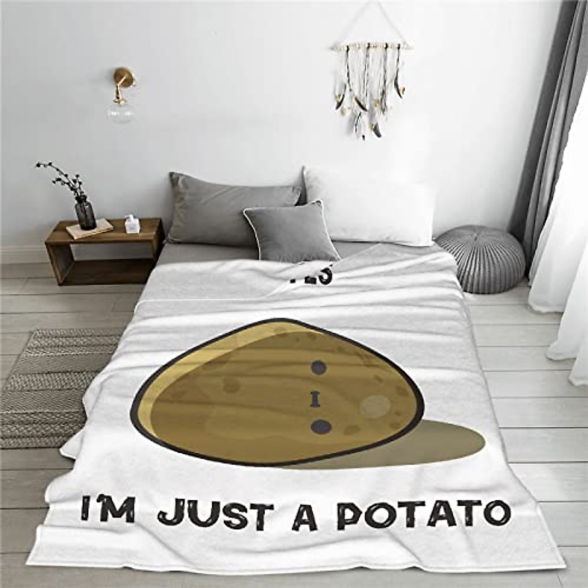 Smier Direct Cute Potato Soft Comfy Flannel Blanket Fluffy Queen Plush Throw Twin Cozy Outdoor Picnic Living Room Travel Couch 80x60in for Adult