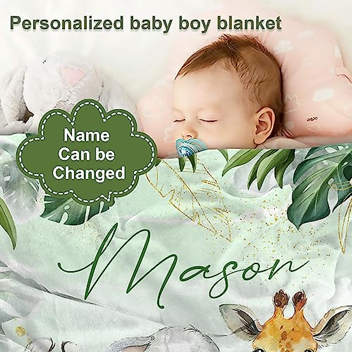 J&SBGFT Personalized Baby Blanket for Boys,Custom Baby Blanket with Name, Customized Name Blanket Receiving Blankets for Toddlers Kids Nursery Stroller Crib Decor Throw 30"x40",Color13
