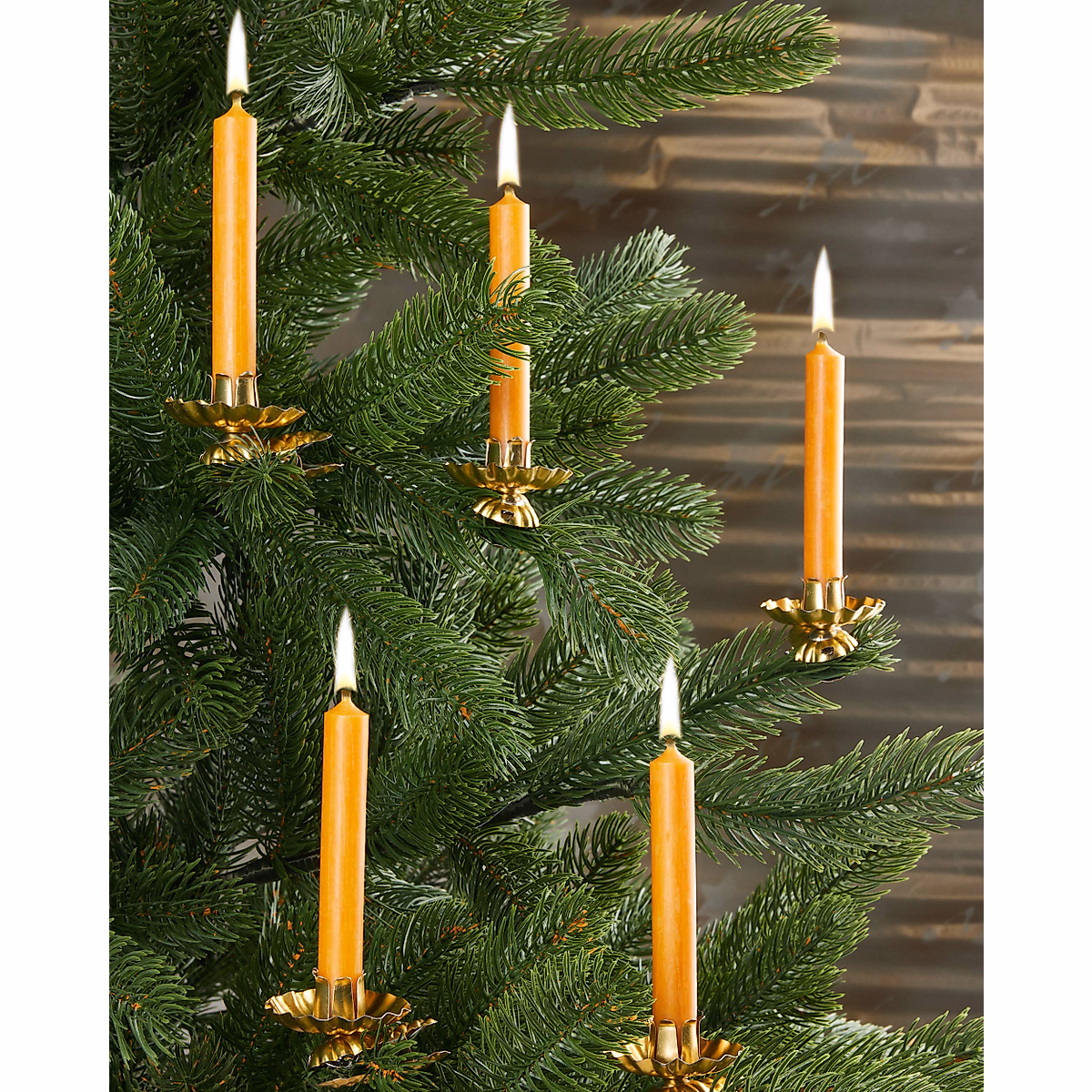BRUBAKER 10% Beeswax Tree Candles - Pack of 20 - Honey Colored - 3¾ x ½ Inch (9.5 x 1.27cm) - Made in Europe - Pyramids, Carousels & Chimes