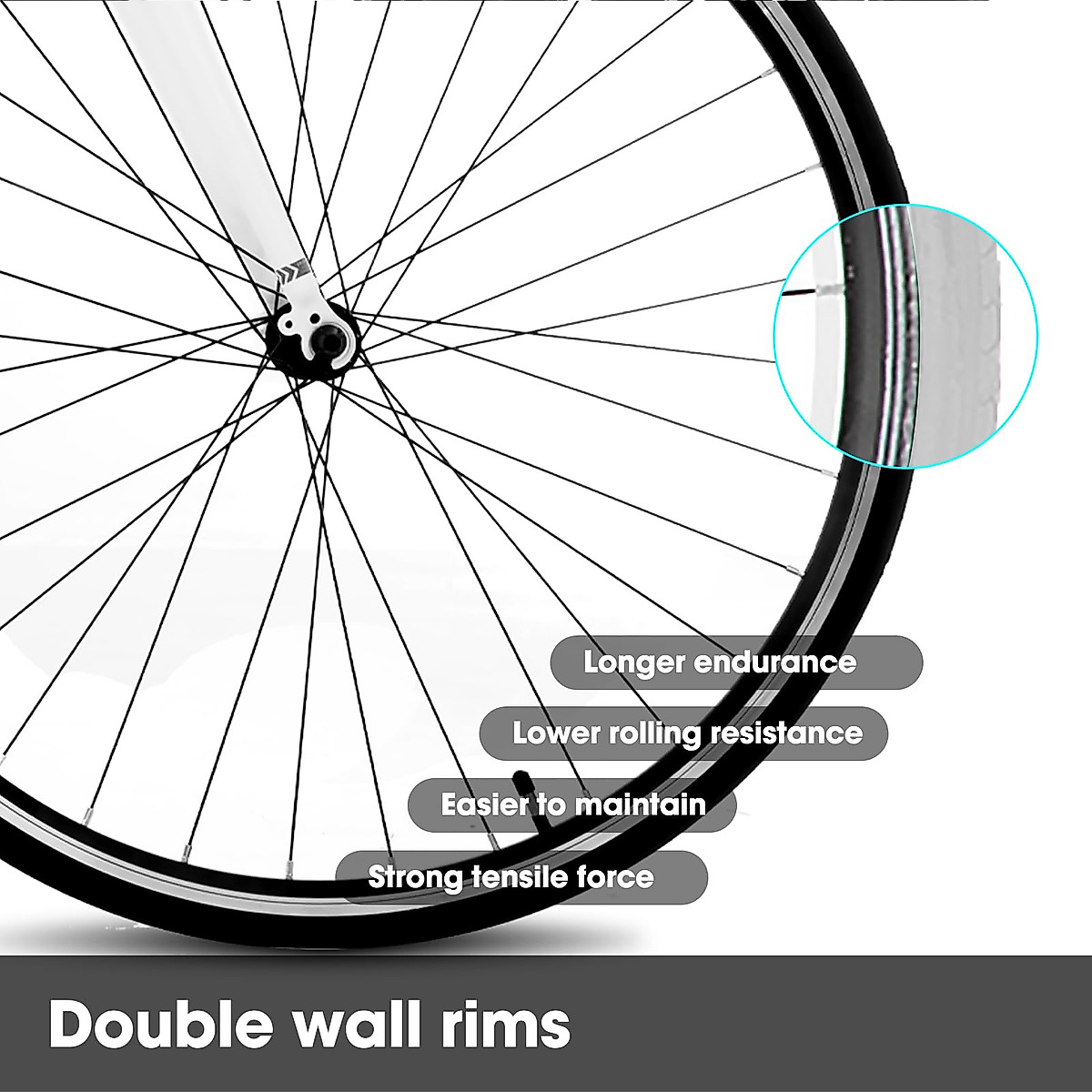 HH HILAND 700C Road Bike, 14 Speeds Sport Bike, Light Weight Aluminum Frame, Racing Bike for Men Women Adult Bicycle White 57 CM Frame
