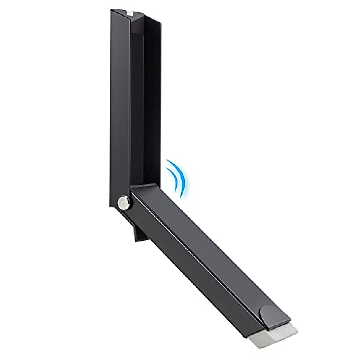 No Drilling Door Stoppers, Easy Pedal Kick Down Door Stop, Self Adhesive Metal Doorstop, Flip by Foot, Hinge Door Handle Protector (Black x 1 Pack)