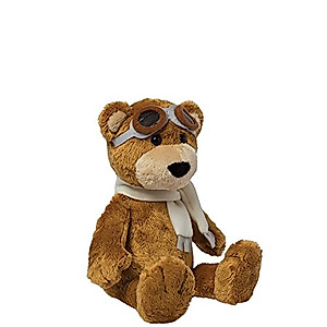 Manhattan Toy Aviator Teddy Bear 12" Stuffed Animal Plush with Soft Goggles and Scarf