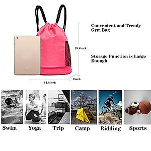 OFLILAK Waterproof Drawstring Backpack, Lightweight Sackpack Drawstring Bag,Swimming Yoga Gym Sports Casual Bags for Women and Men, Pink, One Size