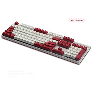 HZYZ PBT Keycaps Backlit Doubleshot Cherry MX Keycap Set Translucent OEM Profile MX Key Caps for US-ANSI Layout 6187104108 MX Switches Mechanical Gaming Keyboard(Red White Combo)