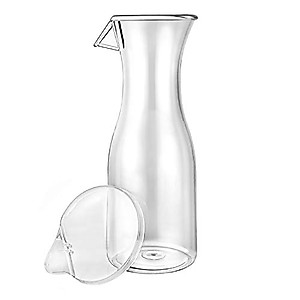 Carafe Juice Jar Beverage Decanter, Clear Acrylic Wine / Juice Decanter with Lid, 20 oz.