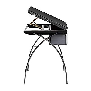 Futura Crafting, Drafting, Drawing Table with Adjustable Top, Black and Black Glass