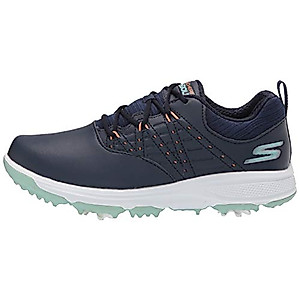 Skechers womens Pro 2 Spiked Waterproof Golf Shoe, Navy/Turquoise, 10 US