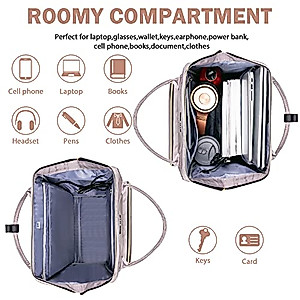 EMPSIGN Laptop Backpack for Women 15.6 Inch Travel Work Backpack, 35L Waterproof Backpack Pures with USB Port &amp; RFID Blocking, Largre Capacity Casual College Backpack, Grey Pink