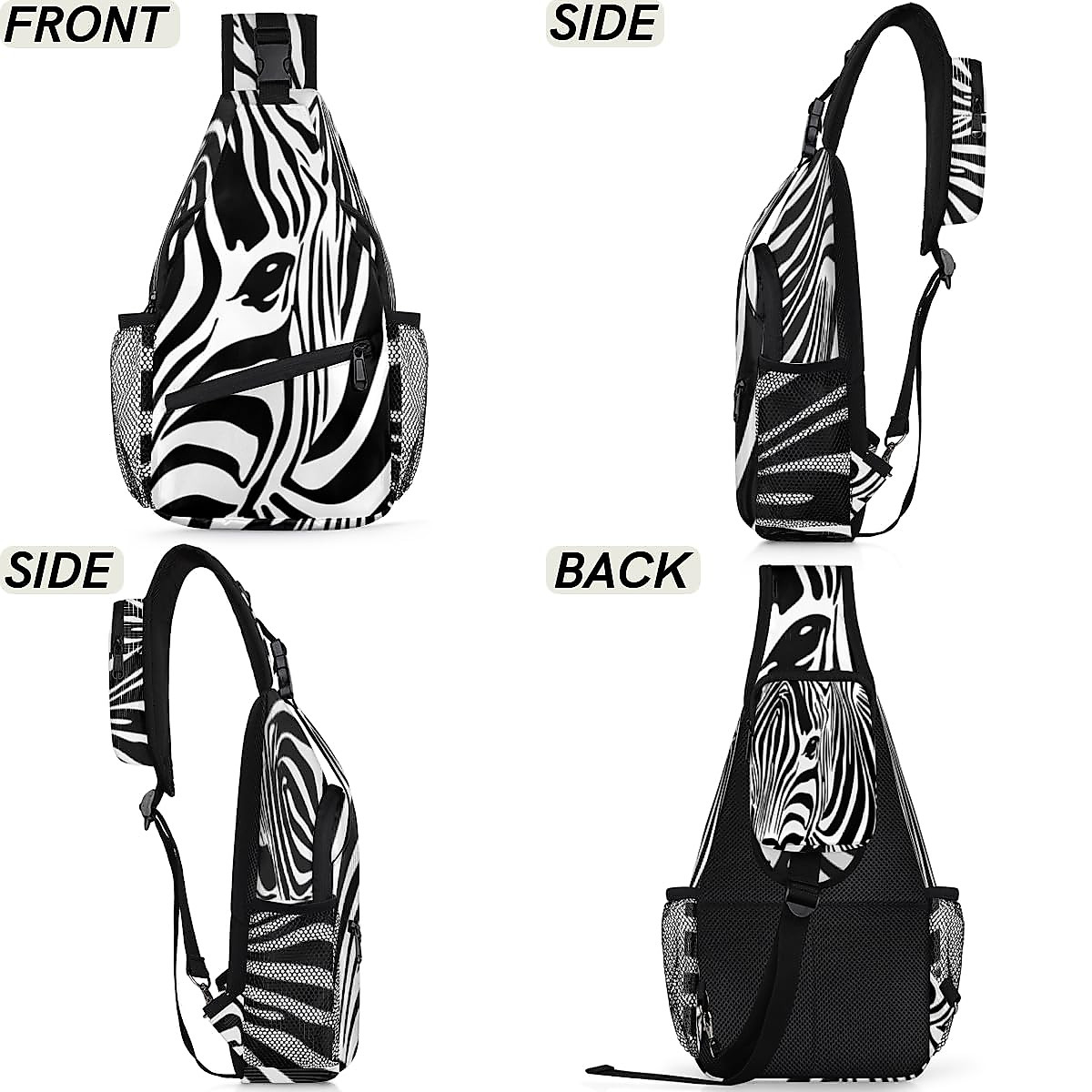 bisibuy Zebra Striped Sling Bag for Women Men Crossbody Sling Backpack Shoulder Bag Chest Bag Daypack for Travel Hiking Outdoor