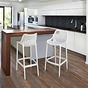 Home Square Polypropylene Patio Bar Stool in White - Set of 2