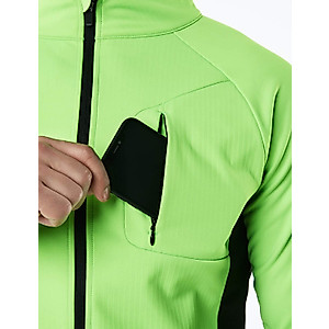 TSLA Men's Winter Cycling Jackets, Cold Weather Workout Running Jacket, Warm Thermal Softshell Bike Windbreaker, Cycling Windproof Jacket Neon Green, Medium