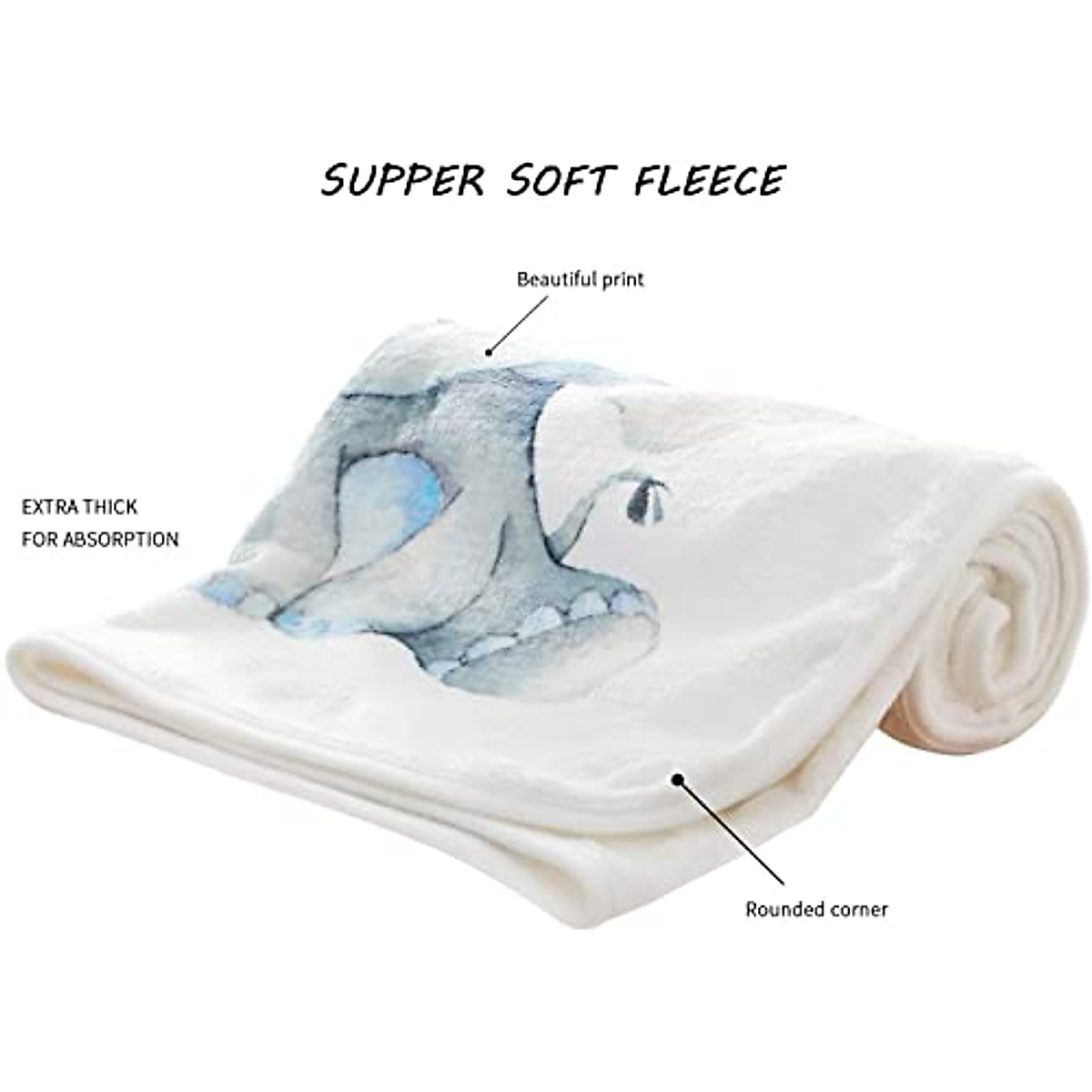 Baby Monthly Milestone Blanket - Organic Plush Fleece Photography Background Prop for Boy Girl Newborn Soft Elephant Blanket with Frame Large 47''x40''