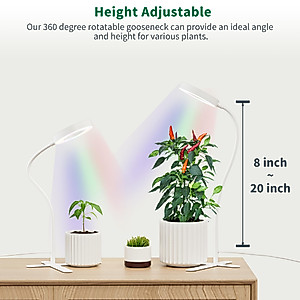 Diivoo Smart Grow Light for Indoor Plant Full Spectrum, Bluetooth LED Growing Lamp for Small Herb Garden, Automatic Timer, Stepless Dimming, Height Adjustable