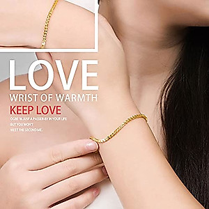 JEWEAST Solid 18k Gold Bracelets for Women Real Gold, Yellow Gold bangle for Lover Mother Wife Girl,Rose Gold Gift With Certificate Fine Jewelry for Anniversary Birthday Wedding Party（6-7 Inch）