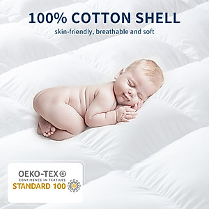 Mr.Ye Mattress Pad Queen Size Extra Thick Mattress Topper Soft Cotton Mattress Protector Mattress Cover with 8-21" Deep Pocket, White, 60x80 Inches