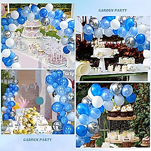 Blue Balloon Arch Kit, 126PCS Sliver Blue and White Garland Kit, Garland Kit for Birthday Party, Baby Shower Decoration, 10" and 5" Blue Balloon Graduation Decoration (Blue)