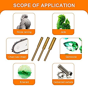 Coolrunner 21 PCS Diamond Chainsaw Sharpener Chainsaw Diamond Sharpener in 3 Size Diamond Chainsaw Sharpener Burr, Polishing Grinding Tool for Electric Chain Saw, Stone Carvings(4mm, 4.8mm, 5.5mm)