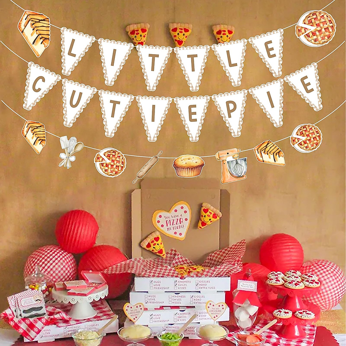 Balterever Little Cutie Pie Baby Shower Decorations Cutie Pie Baby Shower Banner Garland Pie First Birthday Decorations Pie Theme Baby Shower Party Bunting Decorations for Kids Boys Girls