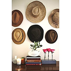 Self Adhesive Hat Hooks for Wall 12 Pieces Solid Wood, Cowboy Hat Hangers for Wall Hat Hook Natural Hat Pegs Hat Hanger for Wall Entryway,Bathroom,Door,Stair-Side,Wardrobe,Closet (Red Beech-12P)