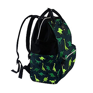 Backpack Diaper Bag Green Animal Dinosaur Womens Travel Bag Mens Laptop Bags (15.7"x11"x7", as Color)…