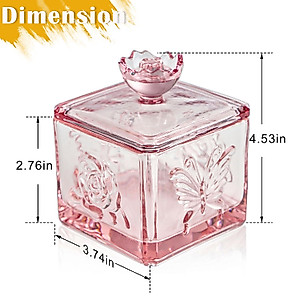 WHJY Cute Glass Vintage Candy Jar with Lid, Iridescent Colored Glass Candy Jar for Office Desk, Pink Candy Dishes for Candy Buffet, Cookie Jar 4.5” Tall