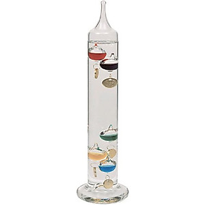 Lily's Home Galileo 14 inch Glass Thermometer with 5 Multi Colored Spheres in Fahrenheit and with Gold Tags