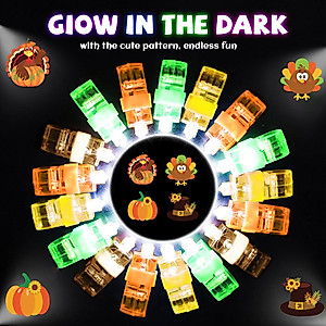 Fall Thanksgiving Party Favors, 24PCS LED Light Up Finger Lights-Turkey Pumpkin Pattern Glow in the Dark Toys Bulk for Boys Girls Harvest Class Exchange Gifts Reward Prizes Thanksgiving Party Supplies