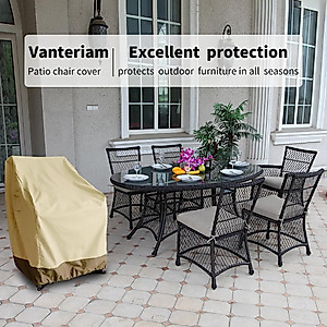 Vanteriam Patio Chair Covers for Outdoor Lawn Furniture Waterproof - 600D Heavy Duty and Waterproof Patio High Back Chair Covers - W29''x D30''x H37.5'' Beige & Brown 2 Pack