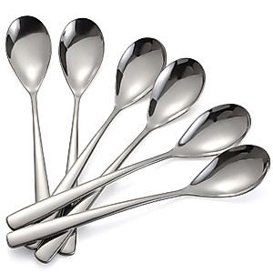 Soup Spoons Stainless Steel Round Spoons Asian Soup Spoon Set of 6 Long Handle Dinner Spoons for Kitchen Restaurant or Home (12)