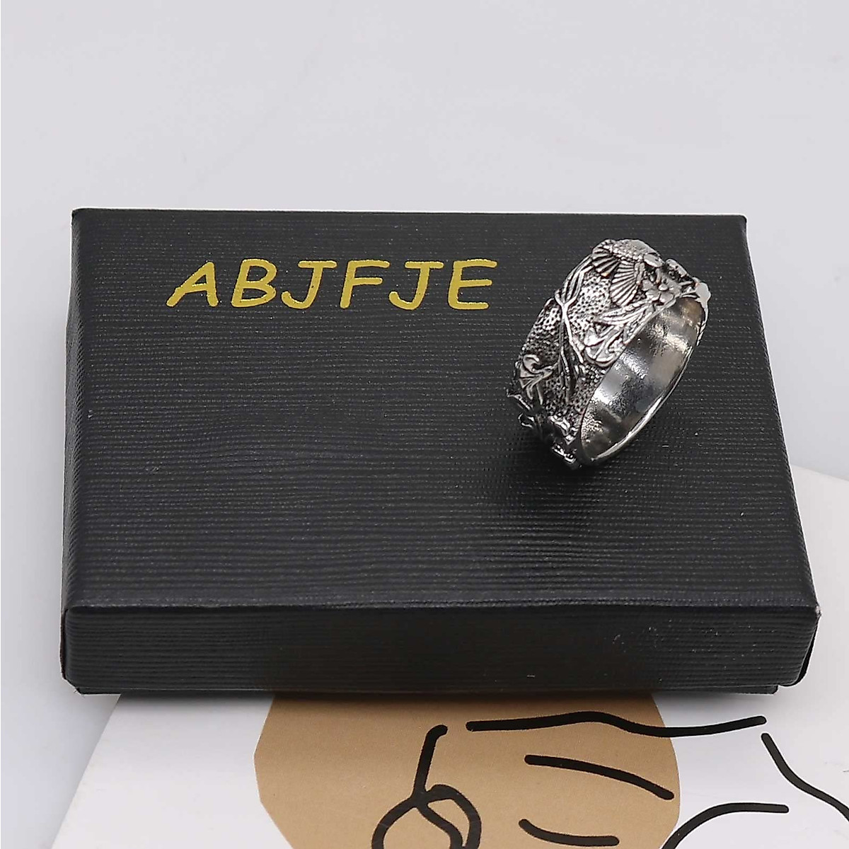 ABJFJE Retro Daisy Bird Rings Boho Daisy Flower Carved Ring Anniversary Band Ring Eternity Fashion Jewelry for Men Women Gift (10)