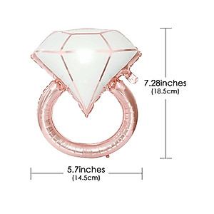 SHIDOW Diamond Ring Balloon, Large Rose Gold Diamond Rings Balloons, Bachelorette Party Ring Balloons, for Wedding, Engagement, Proposal, Bridal Shower(2 Pcs) (Style B)