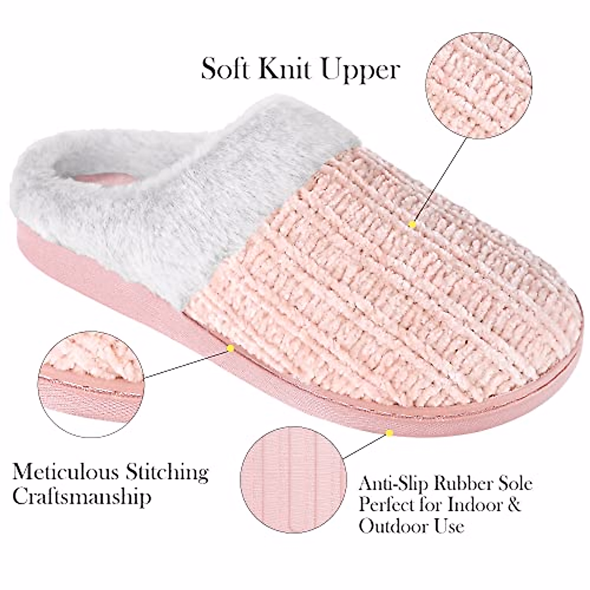 Amazon Essentials Women's Warm Cushioned Slippers for Indoor/Outdoor Pink, Size 8