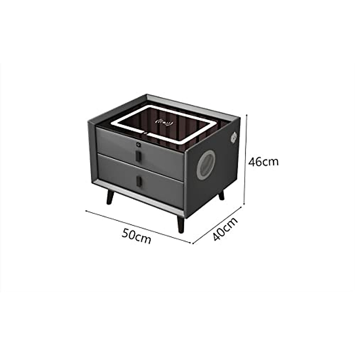 SXGWS Solid Wood End Table with Charging Station Wireless and LED Lights,Bluetooth Speaker Side Table，with 2/3 Storage Drawers for Bedroom Living Room (Color : White with 2 Drawers)