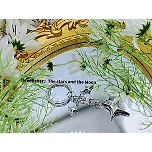 Meefisher Cute Star Keychain Aesthetic Accessories Stainless Steel Key Ring Purse Handbag Backpack Bag Charms Car Holder